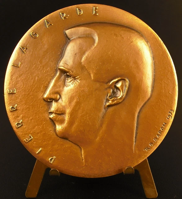 MÉDAILLE À PIERRE Lagarde Ecrivain Contra ventum et aestum sc R B Baron ...