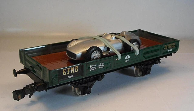 ETS SPUR 0 1/45 Flachwagen beladen mt Cursor Modell der KFNB Blech OVP ...