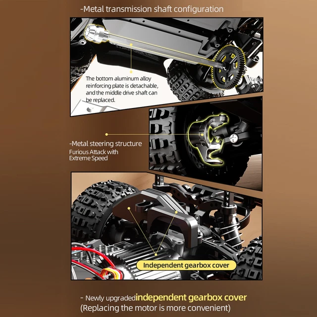 1/18 HIGH SPEED RC Car 4WD Off-Road LED Lights Racing Truck For Adults ...