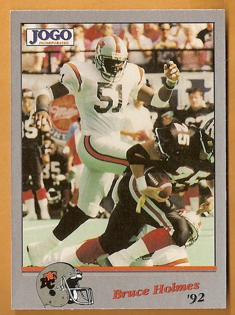 CARTE BRUCE HOLMES 1992 Jogo CFL #204 BC Lions Minnesota Golden Gophers ...