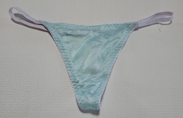 VINTAGE NOS 90'S Second Skin Satin Sm Stretch Baby Blue String Thong ...