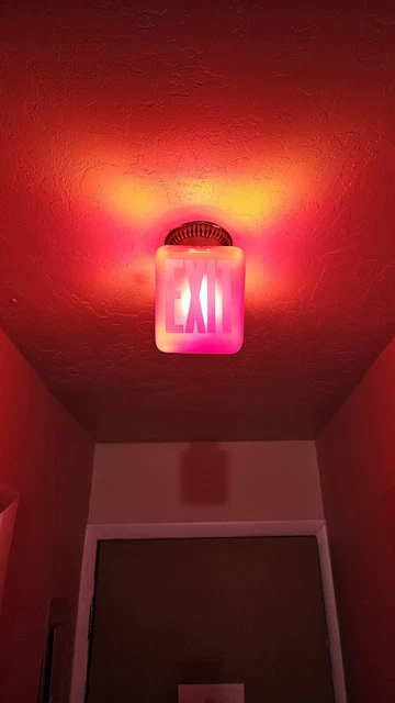 VINTAGE RED EXIT Light (two-sided) with ceiling bracket Mcm $200.00 ...