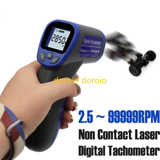 DIGITAL LASER TACHOMETER Non-Contact Auto RPM Meter Backlit LCD 2.5 ...