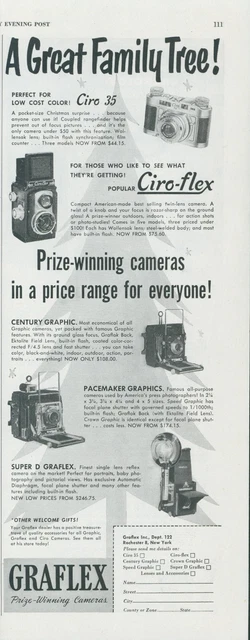 1951 GRAFLEX CAMERAS Ciro Flex Pacemaker Century Graphics Vintage Print ...