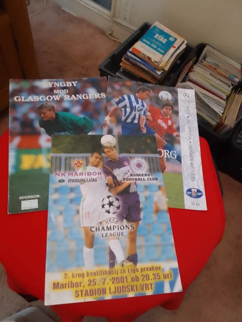 GLASGOW RANGERS X 3 Away European Champions League Football Programmes ...