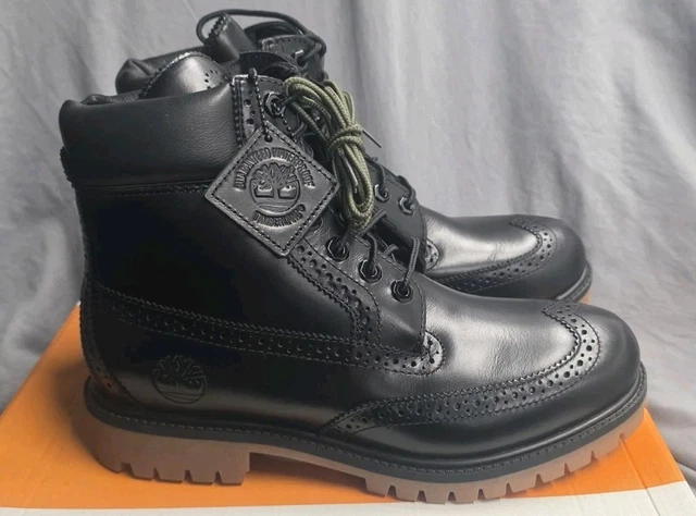 TIMBERLAND HERITAGE 6& WP Brogue Boot Black Full Grain Men SZ 8 NWB £ ...