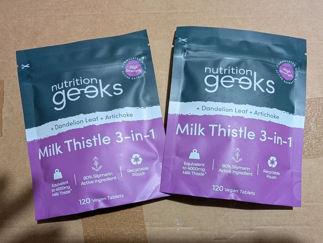 NUTRITION GEEKS MILK Thistle 3-in-1 4000mg 120 vegan Tablets Silymarin ...