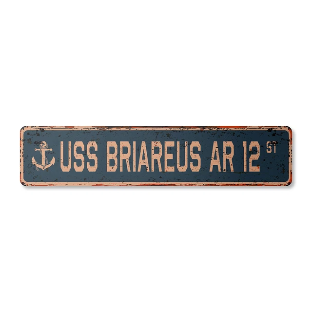 USS BRIAREUS AR 12 Vintage Street Sign us navy ship veteran sailor ...