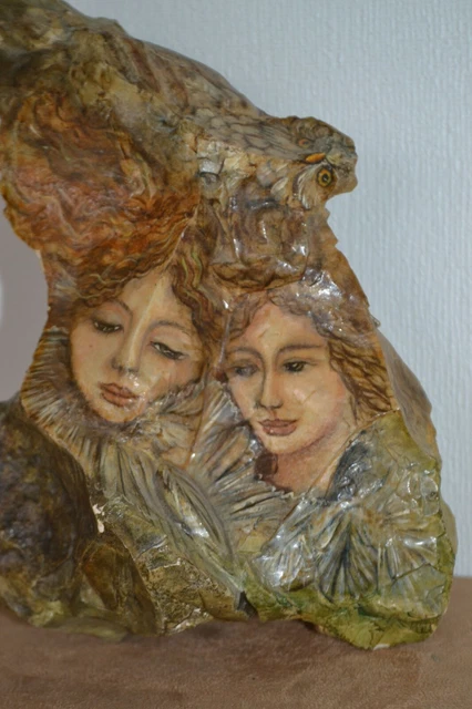 MAGNIFIQUE ANCIENNE PEINTURE sur roche signée LE DRAPPIER DUCHENE RARE ...