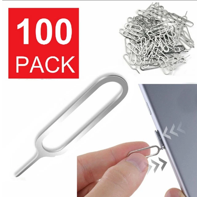 100-PACK SIM CARD Tray Removal Ejector Pin Tool for iPhone Samsung ...