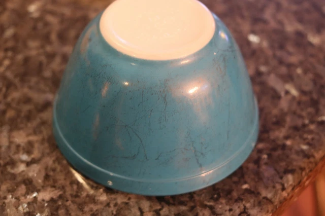 VINTAGE PYREX BOWL Blue # 401 1 1/2 Pint Blue Teal Color Collectable ...
