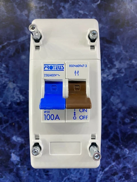 PROTEUS 100A DP 1 Phase Electricity Meter Isolator Switch New Boxed £12 ...