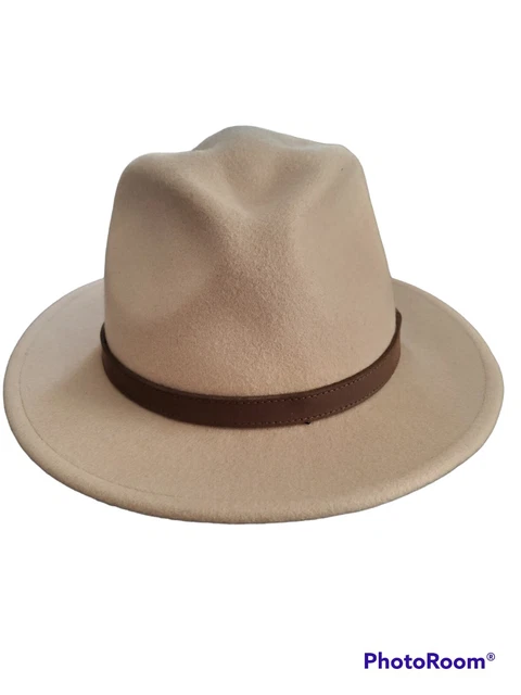 ROYAL STALLION 100% Wool Fedora Hat Tan & Black New £17.14 - PicClick UK
