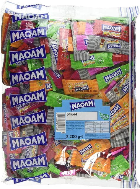HARIBO MAOAM STRIPES Retro Sweets Fruit Chew Bars Wrapped Qty 50 100 2 ...