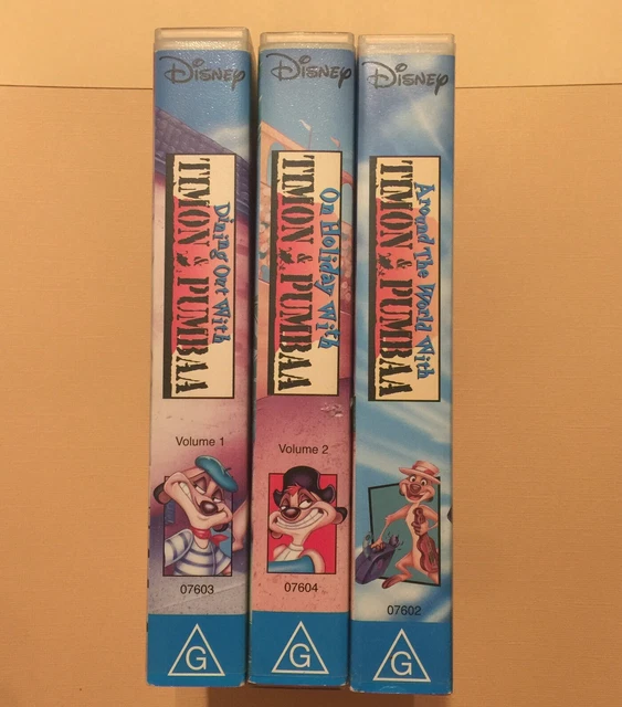DISNEY TIMON & Pumbaa VHS Dining Out, On Holiday, Around The World Lion ...