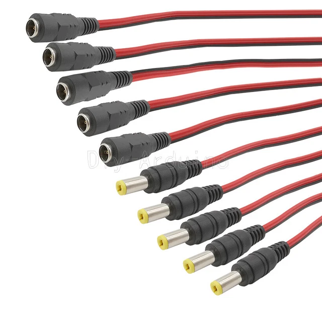 5.5 X 2.1MM DC Power Pigtail Cable Male Female Connector for 12V 5A ...