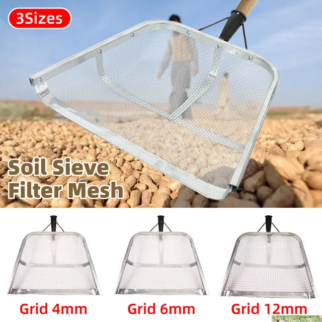 GARDENING SOIL SIEVE Stainless Steel Mesh Filter Shovel Tool for Dirt ...