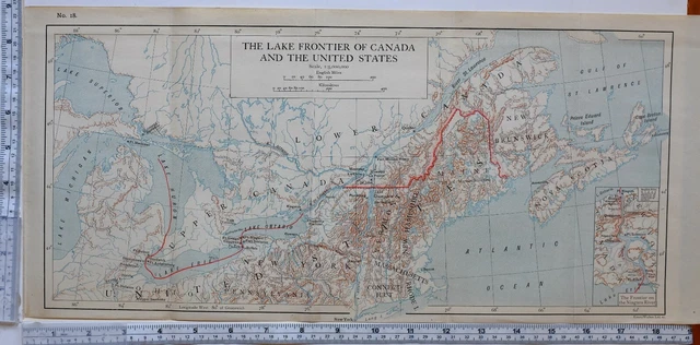 CARTE / BATAILLE Plan Lac Frontier Du Canada & États-unis Niagara ...