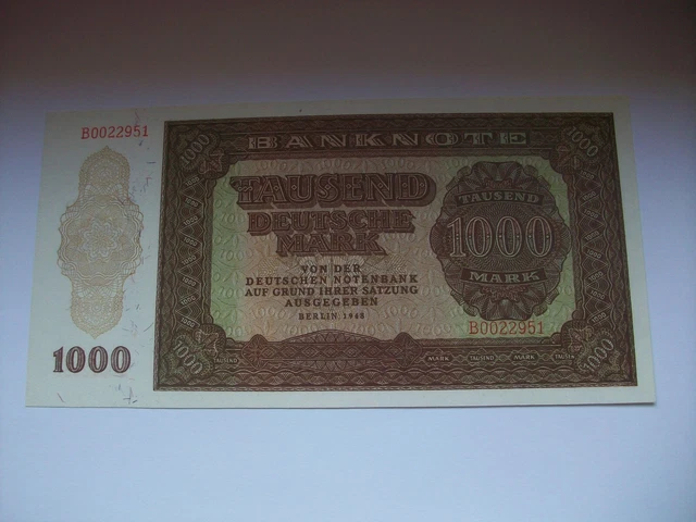 DDR BANKNOTE GELDSCHEIN 1000 Mark 1948 Deutschland Wasserzeichen B ...