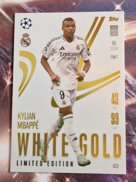 TOPPS MATCH ATTAX EXTRA 2024/25 2025 Kylian Mbappe White Gold Limited ...