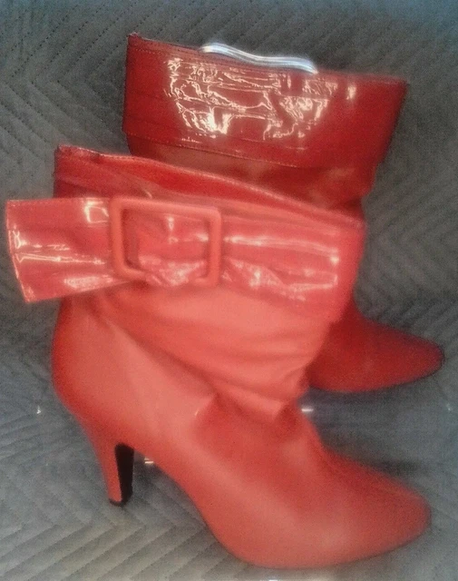 ASOS RED HEELS With Buckle And Strap Size 7 Pull On Design Pre Loved ...