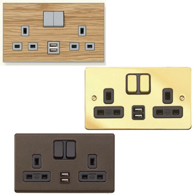 MK 13A 2 Gang Twin USB DP Switched Socket Outlet Oak/Brass/Antique ... MK 13A 2 Gang Twin USB DP Switched Socket Outlet Oak/Brass/Antique ...