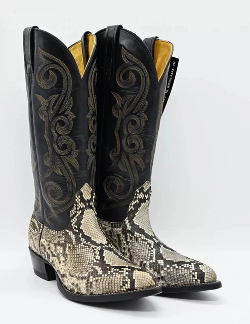 VINTAGE NOS NOCONA Men Natural Python Back Pointed Toe Western Cowboy ...