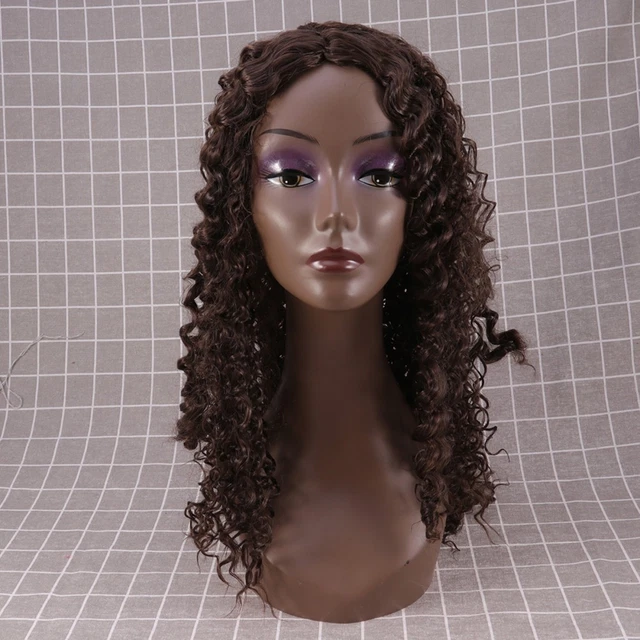 BROWN CURLY WIG High Temperature Fiber Wave Hair Wig for Woman Lady ...