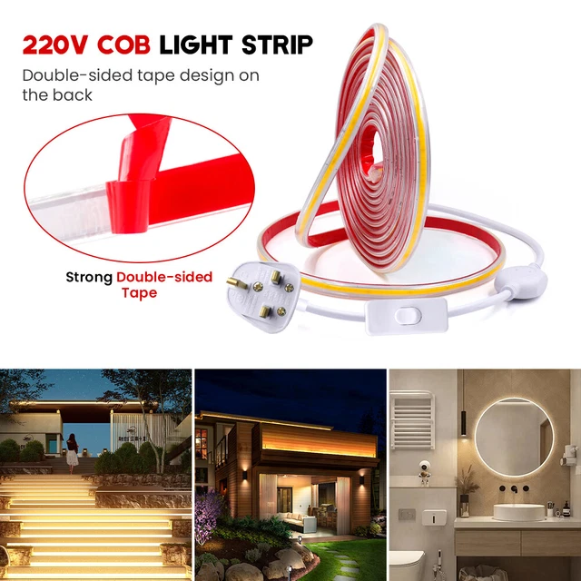 220V 230V COB LED Strip Lights 288led/M Self-Adhesive Tape Kitchen ...