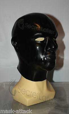 BLACK LATEX HOOD Rubber Bondage Gimp Anatomical Fetish Dress Masculine ...