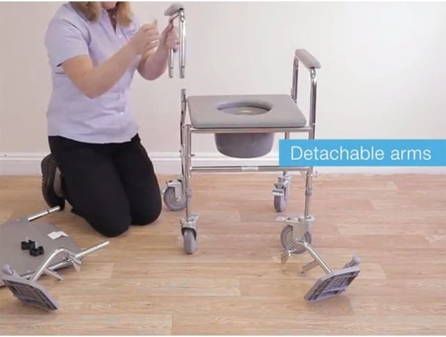 NRS HEALTHCARE M66119 Wheeled Commode/Over Toilet Chair with Padded ...