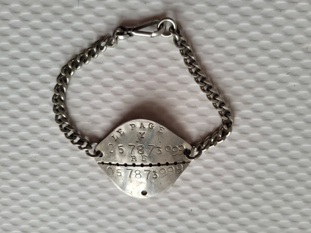 PLAQUE D'IDENTITÉ MILITAIRE bracelet chaine gourmette Marine Nationale ...