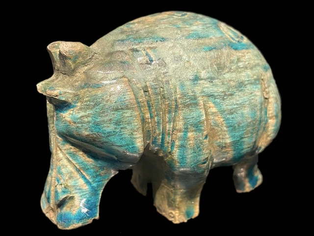 ANCIENT EGYPTIAN HEAVY STONE FAIENCE GLAZED GODDESS TAWERET STATUE, 664 ...