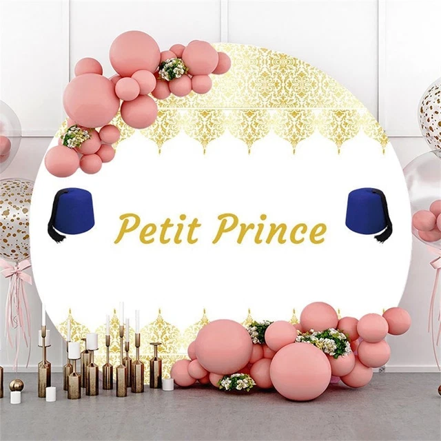 GOLD PETIT PRINCE Round White Baby Shower Backdrop $37.79 - PicClick AU