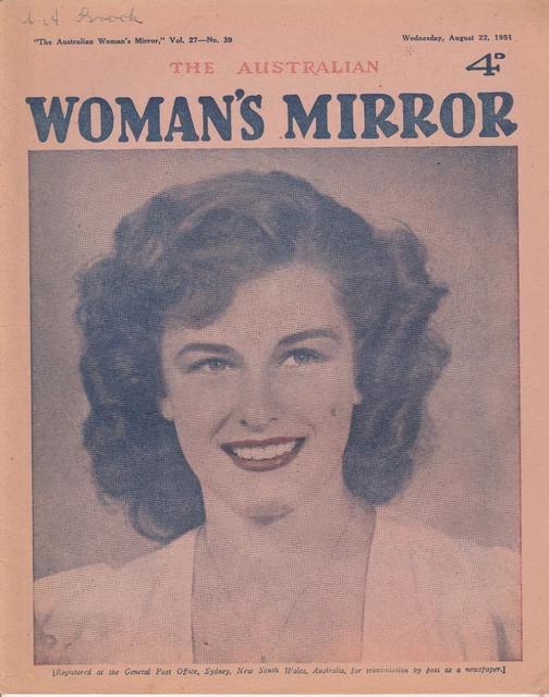 1950S VINTAGE AUSTRALIAN WOMAN'S MIRROR with PHANTOM August 22nd 1951 ...