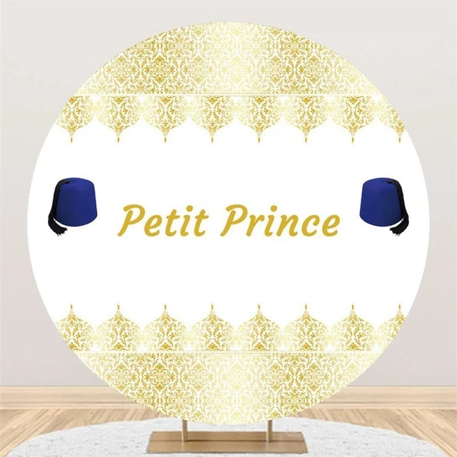 GOLD PETIT PRINCE Round White Baby Shower Backdrop $37.79 - PicClick AU