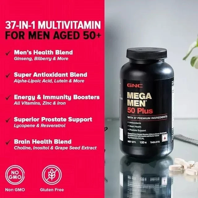 GNC MEGA MEN 50 Plus Multivitamin | 120 Tablets | 37 Premium ...
