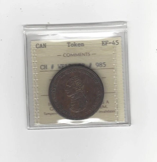 CANADA TOKEN WE-13 / Breton #985 ICCS Graded**EF-45**Wellington One ...