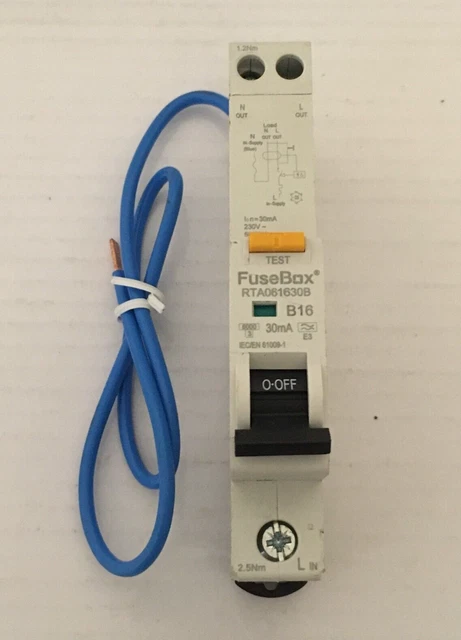 FUSEBOX RCBO TYPE A Single Pole B Curve 30mA 6kA Circuit Breaker RTA 16A £11.95 - PicClick UK