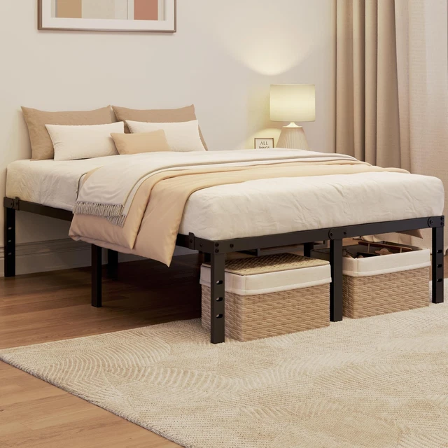 36CM 4FT6 DOUBLE Metal Platform Bed Frame with Heavy Duty Steel Slat ...