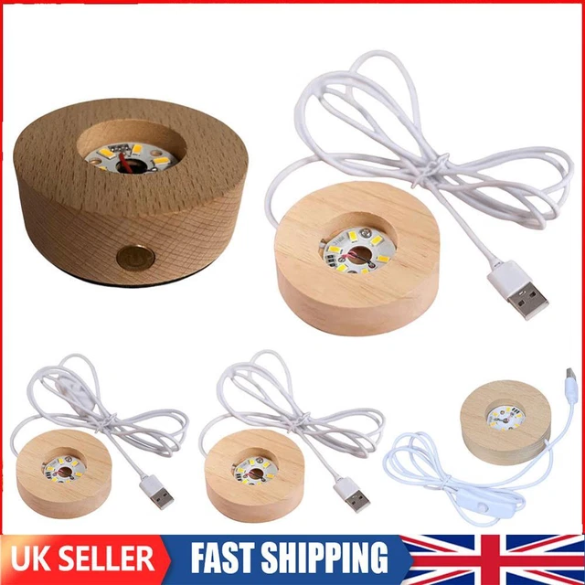 CRYSTAL GLASS LIGHT Base Stands Round LED Display Stand LED Wood ...