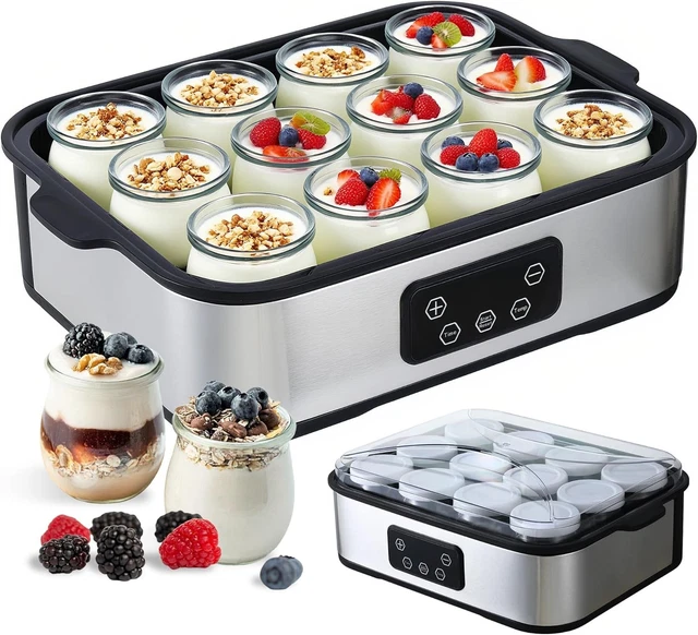 ELECTRIC YOGURT MAKER Machine Greek Yogurt Machine W/ 12 PCS 180ML ...