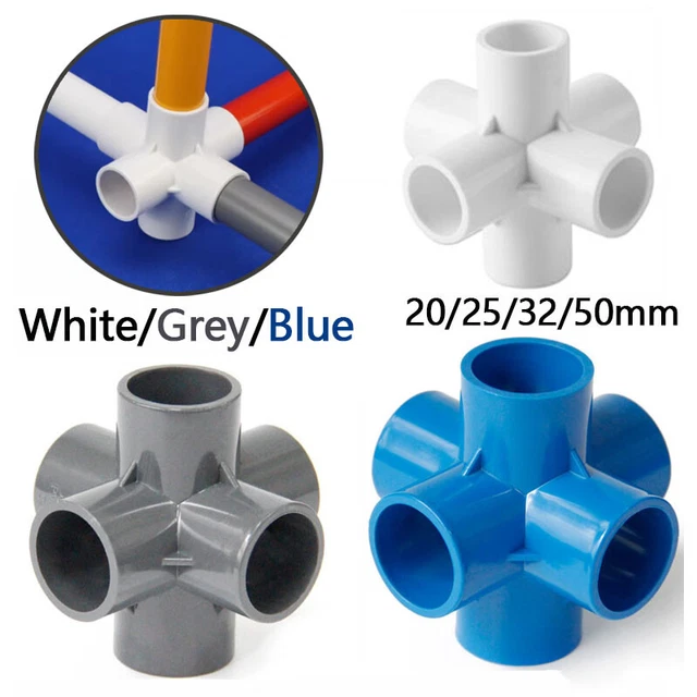 PVC 6-WAY EQUAL Connector Socket Pressure Coupling Pipe Fitting 20/25 ...