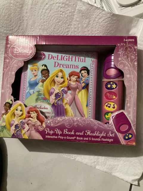 DISNEY PRINCESS POP up book and flashlight set play a sound pink ...