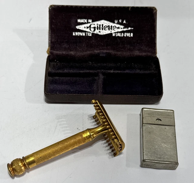 VINTAGE GILLETTE RAZOR Metal Case Travel Set Shave Box Kit Jan 13 1920 ...
