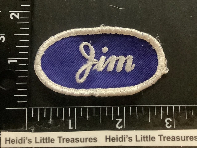 VINTAGE OVAL NAME Tag Work Shirt Uniform Twill Sew-on Patch JIM $5.50 ...