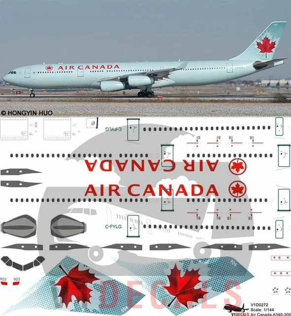 V1 DECALS AIRBUS A340-300 Air Canada for 1/144 Revell Model Airplane ...