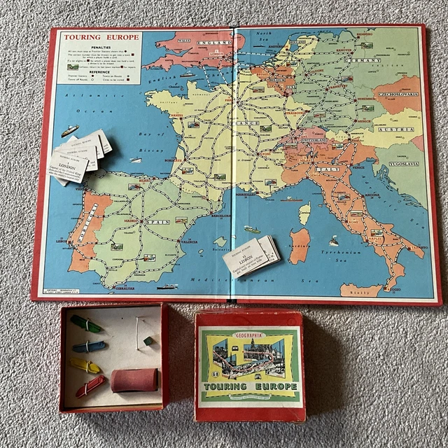 TOURING EUROPE GAME - 1930-1950s VINTAGE BOARD GAME GEOGRAPHIA LTD See ...