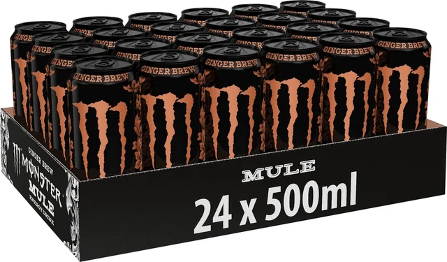 24 X MONSTER Mule Ginger Brew Energy Drink 500ml Best Before End ...
