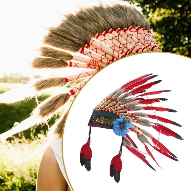 NATIVE AMERICAN INDIAN Headdress Carnival Stage Performance Head ...